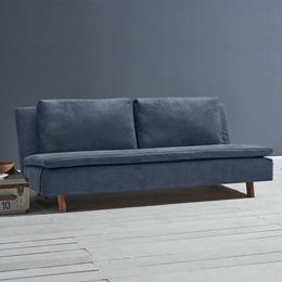Pharao24.de Bettsofa dunkelblau modern aus Microvelour R&uuml;cken Klappmechanik