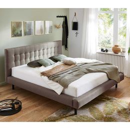 Pharao24.de Gepolstertes Bett Stoff Hellbraun 160x200 cm 180x200 cm