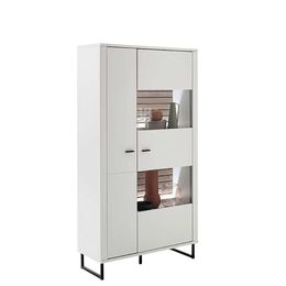 Pharao24.de Kombi-Vitrine weiß modern 100 cm breit Bügelgestell aus Metall
