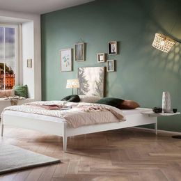 Pharao24.de Futonbettgestell wei&szlig; aus Buche Massivholz Skandi Design