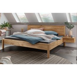 Pharao24.de Wildeiche massiv Bett 140x200 in modernem Design 90 cm hoch