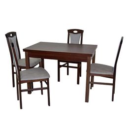 Pharao24.de Esszimmer Sitzgruppe mit Tisch und St&uuml;hlen Nussbaumfarben (f&uuml;nfteilig)
