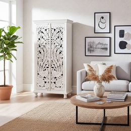 Pharao24.de Holzschrank Massiv Schrank Holz im orientalischen Stil geschnitzt