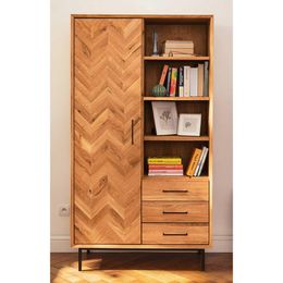 Pharao24.de Wildeiche Schrank massiv im Skandi Design 176 cm hoch - 97 cm breit