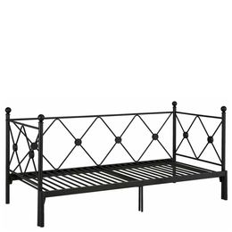 Pharao24.de Vintage Metall Bett in Schwarz 28 cm Einstiegshöhe