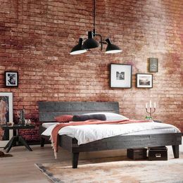 Pharao24.de Holzbett im Factory Style in Akazie Grau Vintage 216 cm tief
