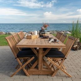 Pharao24.de Gartenmöbel Terrassensitzgruppe Stühle klappbar mit acht Sitzplätzen (neunteilig)