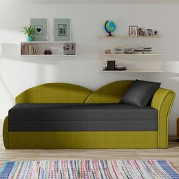 Pharao24.de Schlafsofa Couch in Dunkelgrau und Messingfarben