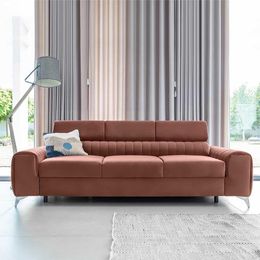 Pharao24.de Sofa Couch in Rosenholz aus Velours
