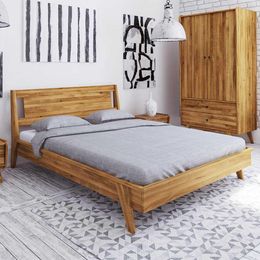 Pharao24.de Futonbett aus Wildeiche Massivholz Retro Design