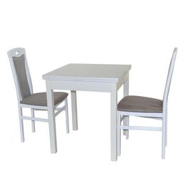 Pharao24.de Wei&szlig;e Sitzgruppe mit zwei St&uuml;hlen klassischen Stil (dreiteilig)