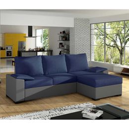 Pharao24.de Sofa Couch mit Armlehnen in Grau und Blau