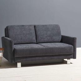 Pharao24.de Ausziehsofa in Blaugrau Microvelour Made in Germany