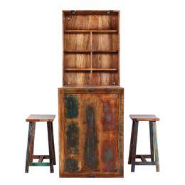 Pharao24.de Klapptisch Set im Shabby Chic Stil Braun und Bunt (dreiteilig)