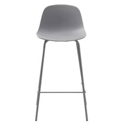 Pharao24.de Kunststoff Barst&uuml;hle in Grau 4-Fu&szlig; Gestell aus Metall (2er Set)