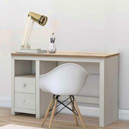 Pharao24.de Schreibtisch Bürotisch mit zwei Schubladen in Cremeweiß