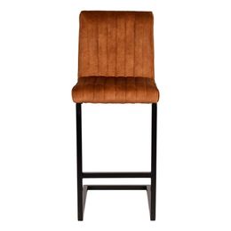Pharao24.de Moderner Barstuhl Veloursbezug Ocker 66 cm Sitzh&ouml;he (2er Set)