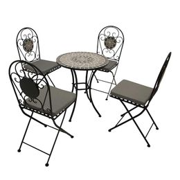Pharao24.de Balkon Bistro Set 3-teilig im Retrostil mit Keramik Mosaik
