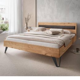 Pharao24.de Massivholzbettgestell Ehebett aus Wildeiche Massivholz im Industry und Loft Stil