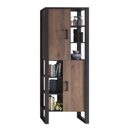 Pharao24.de Stauraumelement modern in Nussbaumfarben Schwarz
