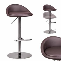 Pharao24.de Barhocker in Braun Kunstleder h&ouml;henverstellbar