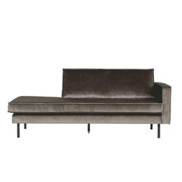 Pharao24.de Sofa Recamiere in Taupe Samtbezug Retro Style
