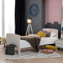 Pharao24.de Singlebett in Wei&szlig; Buche Massivholz