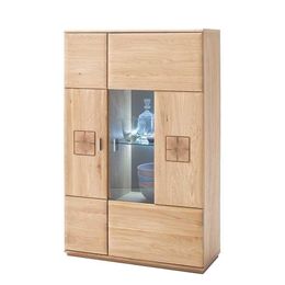Pharao24.de Wohnzimmer Highboard aus Eiche Glaseinsatz