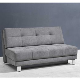 Pharao24.de Bettsofa in Grau Microvelour 110 cm tief
