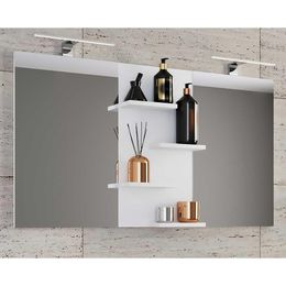 Pharao24.de Badezimmer Spiegel modern weiss mit Ablagen optionale Aufbauleuchten