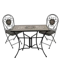 Pharao24.de Bistro Set 3-teilig im Retrostil zwei Sitzpl&auml;tzen (dreiteilig)
