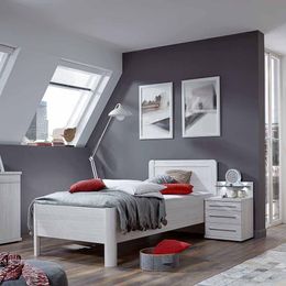 Pharao24.de Singlebett in Wei&szlig; mit Nachtkonsole (zweiteilig)