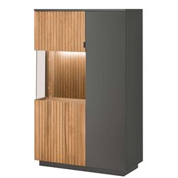 Pharao24.de Wohnzimmer Highboard mit Glastür LED Beleuchtung