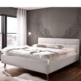 Pharao24.de Stauraum Bett in Hellgrau Webstoff modern