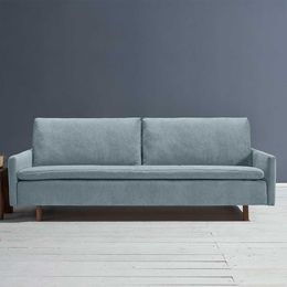 Pharao24.de 2er Schlafsofa hellblau in modernem Design Microvelour