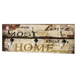 Pharao24.de Shabby Chic Garderobenleiste f&uuml;r die Wandmontage 3 Kleiderhaken