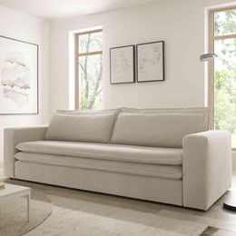 Pharao24.de Couch mit Schlaffunktion in Beige Cord 244 cm breit - Dreisitzer