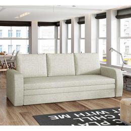 Pharao24.de Schlafsofa Bettcouch in Beige mit drei Sitzplätzen