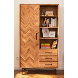 Pharao24.de Wildeiche Schrank massiv im Skandi Design 176 cm hoch - 97 cm breit