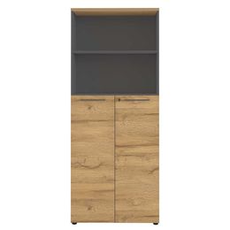 Pharao24.de B&uuml;roschrank in Wildeichefarben und Dunkelgrau 80 cm breit
