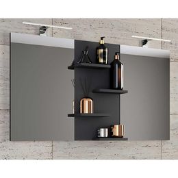 Pharao24.de Badezimmerspiegel modern in Schwarz optional mit Aufbauleuchten