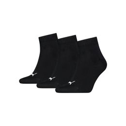 Kurzsocken Puma "Puma UNISEX QUARTER PLAIN 3P", Herren, Gr. 47-49, schwarz (3x schwarz), Baumwollmischung, unifarben, elastisch, Socken, Atmungsaktiv, Rippenb&uuml;ndchen, weiche Baumwollmischung