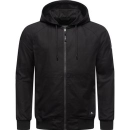 Outdoorjacke Ragwear "Garoo", Herren, Gr. L (52), schwarz, Material: 100% Baumwolle, Basic, bequem h&uuml;ftbedeckend, hoch geschlossener Ausschnitt, &Auml;rmel ohne &Auml;rmelschlitz B&uuml;ndchen, Jacken Outdoorjacke, Stylische Herren &Uuml;bergangsjacke aus Ripstop-Material