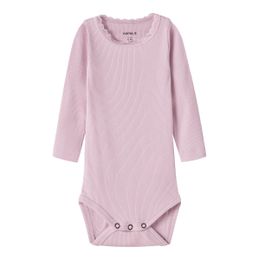 Langarmbody name it "NBFKAB LS BODY NOOS", Jungen, Gr. 86, N-Gr, fragrant lila, Jersey, Obermaterial: 57% Baumwolle, 38% Modal, 5% Elasthan, unifarben, normal, Rundhals, Bodys