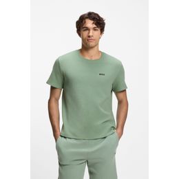 Pyjamaoberteil BOSS "Waffle T-Shirt", Herren, Gr. L, gr&uuml;n (open gr&uuml;n 373), Obermaterial: 60% Baumwolle, 40% Polyester, regular fit, Rundhals, Shirts