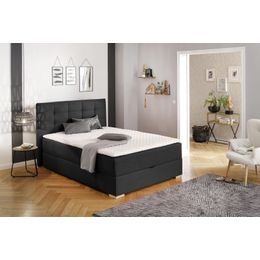 Boxbett Home Affaire "Olivet", grau (anthrazit), B:154cm L:230cm, Komplettbetten, in 4 Farben, 4 Breiten, 2 Matratzenarten, auch in Überlänge 220 cm
