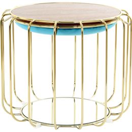 Beistelltisch Kayoom "Pouf Comfortable 110, abnehmbares und wendbares Oberteil", blau (t&uuml;rkis, gold, gold), B:50cm H:45cm T:50cm, Eisen, MDF, Samtbezug, Schaumstoff, Spiegel, Tische, Beistelltisch, praktisch umzuwandeln in Tisch oder Hocker, mit Spiegelglas