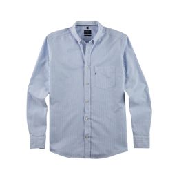 Langarmhemd OLYMP "OLYMP Hemd Casual", Herren, Gr. L, N-Gr, blau, Obermaterial: 100% Baumwolle, regular fit, Manschette, Hemden