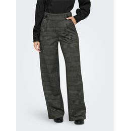 Jacqueline de Yong Anzughose JDY "JDYGEGGO MIA LONG CHECK PANT JRS NOOS", Damen, Gr. S (36), Länge 32, grau (granite grau checks:schwarz check), Web, Obermaterial: 84% Polyester, 10% Viskose, 6% Elasthan, kariert, knöchellang, Hosen Anzughose