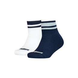 Kurzsocken Puma "Puma KIDS CLYDE CUSHIONED QUARTER 2P", Herren, Gr. 27-30, blau (blau, weiß), Baumwollmischung, gestreift, elastisch, Socken, mit gestreiften Bündchen
